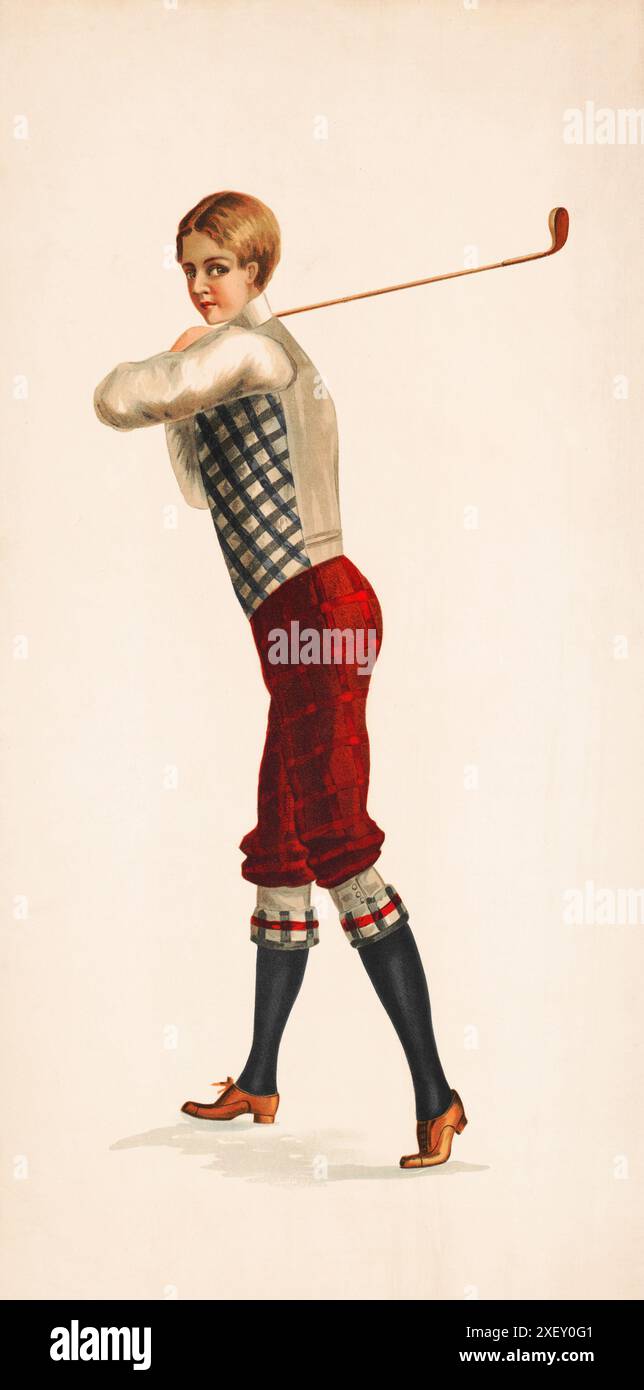 Illustration of retro golf player. 1900s Stock Photo - Alamy