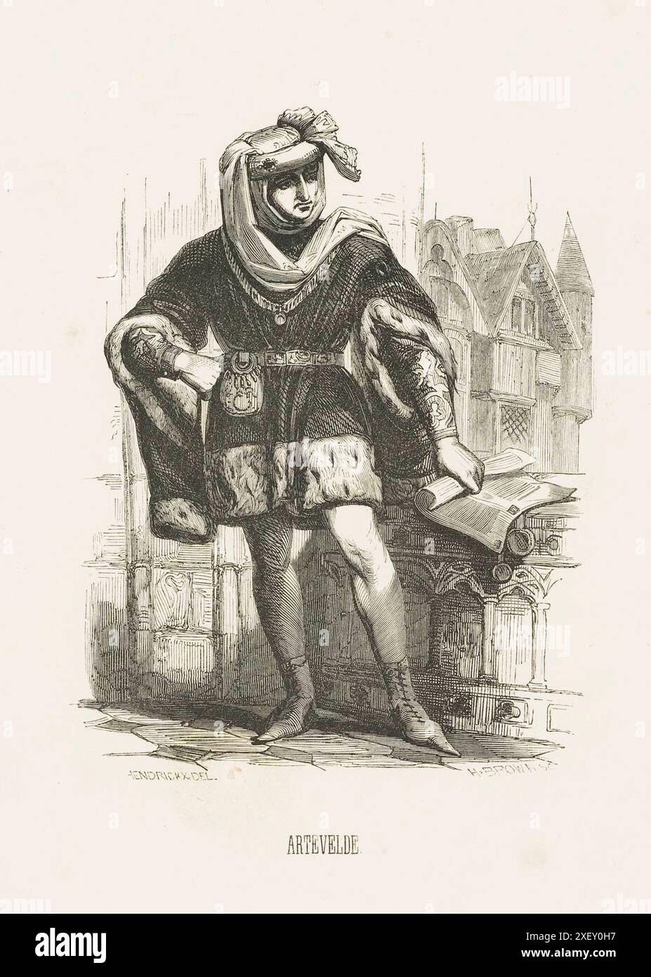 The 18th century engraving of Jacob van Artevelde by Henri Brown. Jacob ...