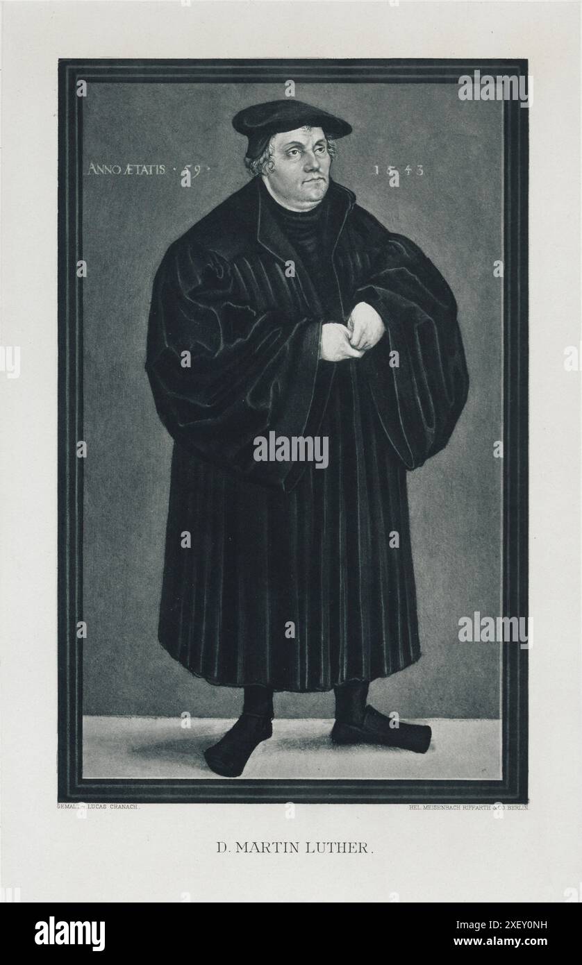 The 19th century engraving portrait of doctor Martin Luther. 1899 ...