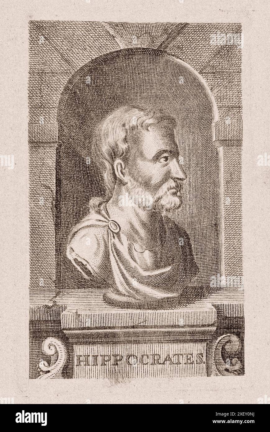 The 17th century engraving of Hippocrates of Kos. Hippocrates of Kos (c ...