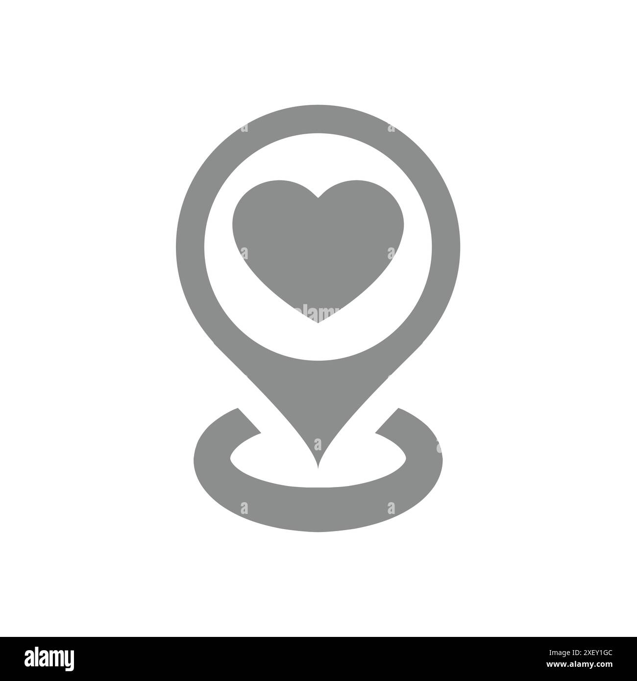 Location pin and heart vector icon. Favorite place map symbol Stock ...