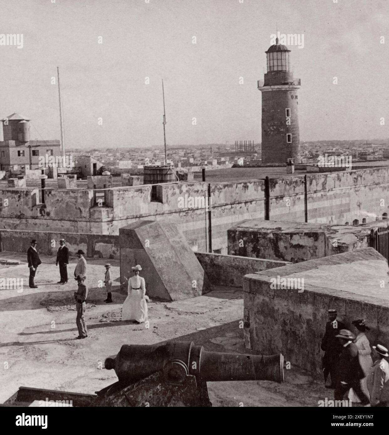 Vintage photo of El Morro Castle (built XVI century) and light-house ...