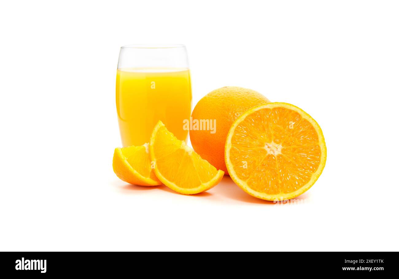 orange cut crystal glass with juice inside Stock Photo - Alamy