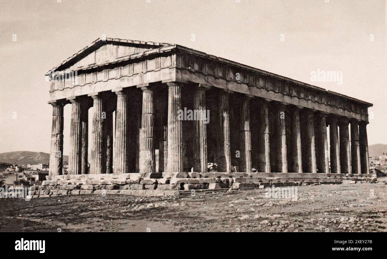 Vintage photo of Temple of Hephaestus (Hephaisteion). 19th century. The ...
