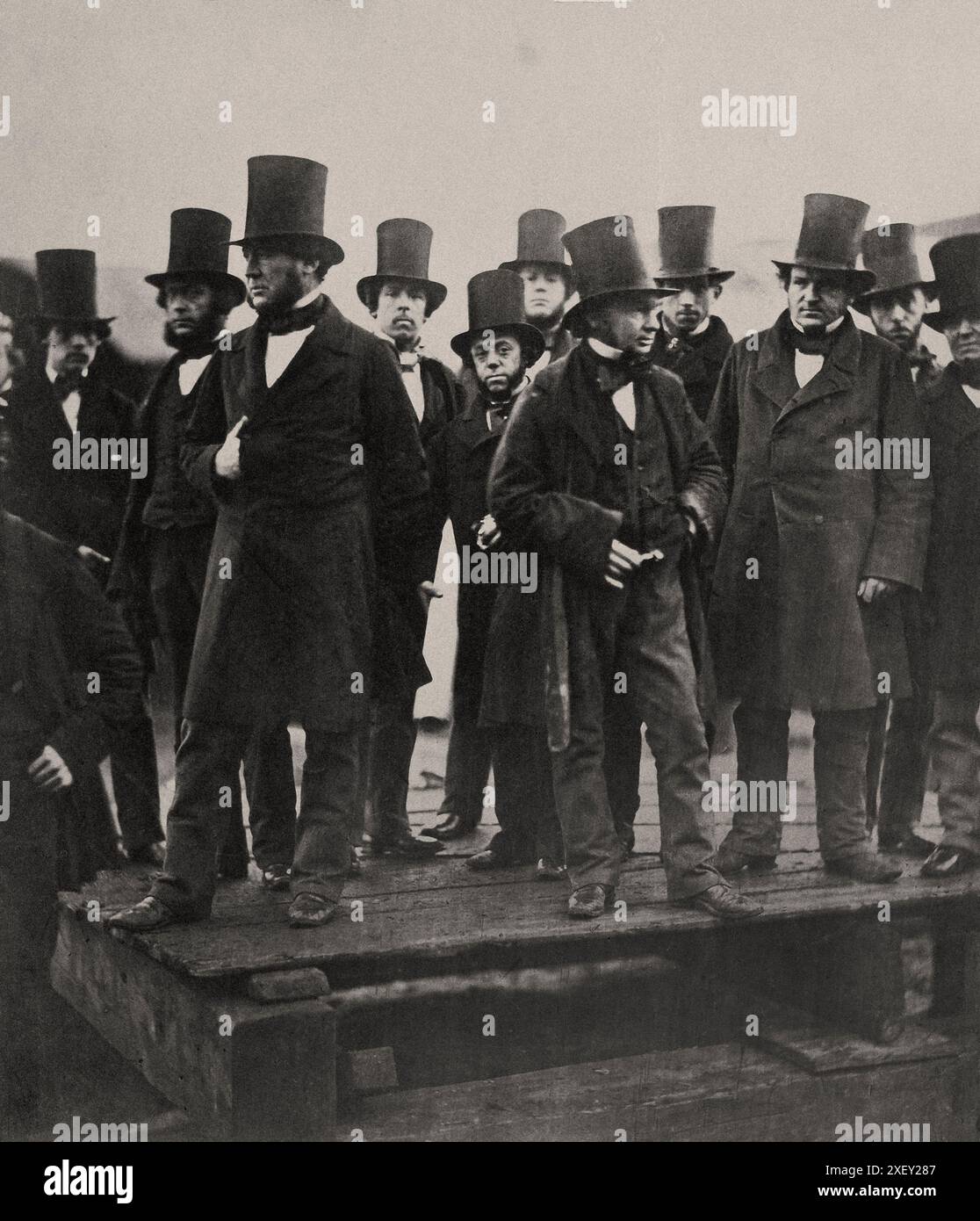 Engineer Isambard Kingdom Brunel (front row, center-right) and others ...