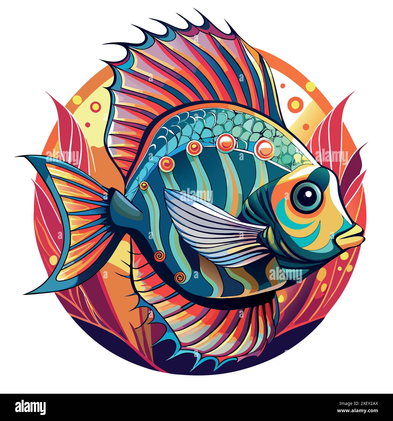 Discus fish inspired sits street vector. AI generated image. Clipart ...