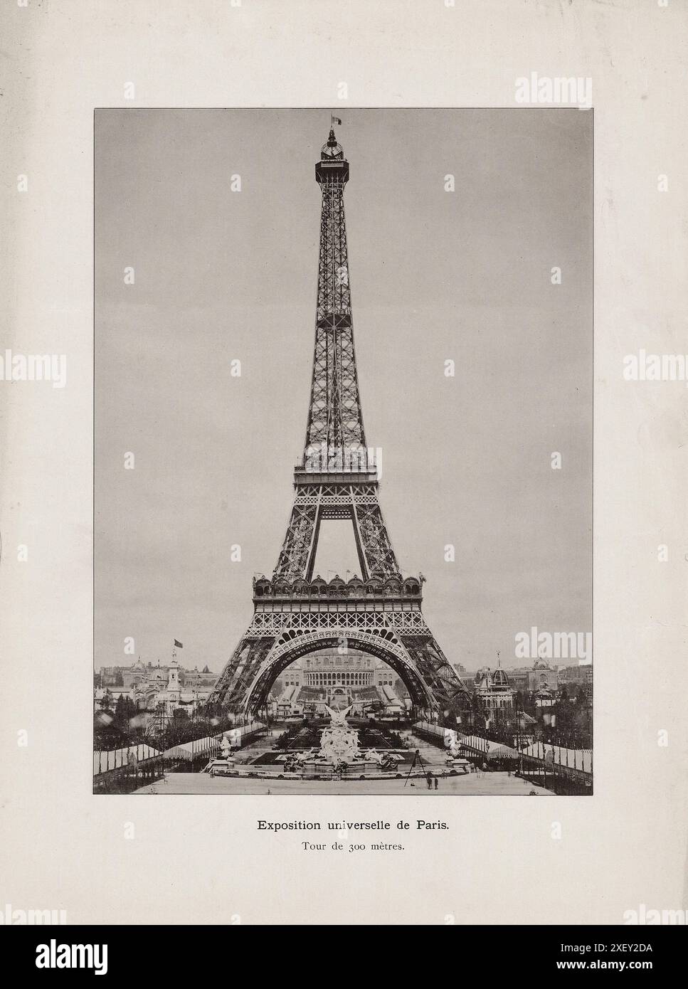 Vintage photo of Paris World Exhibition seen under the Eiffel Tower ...