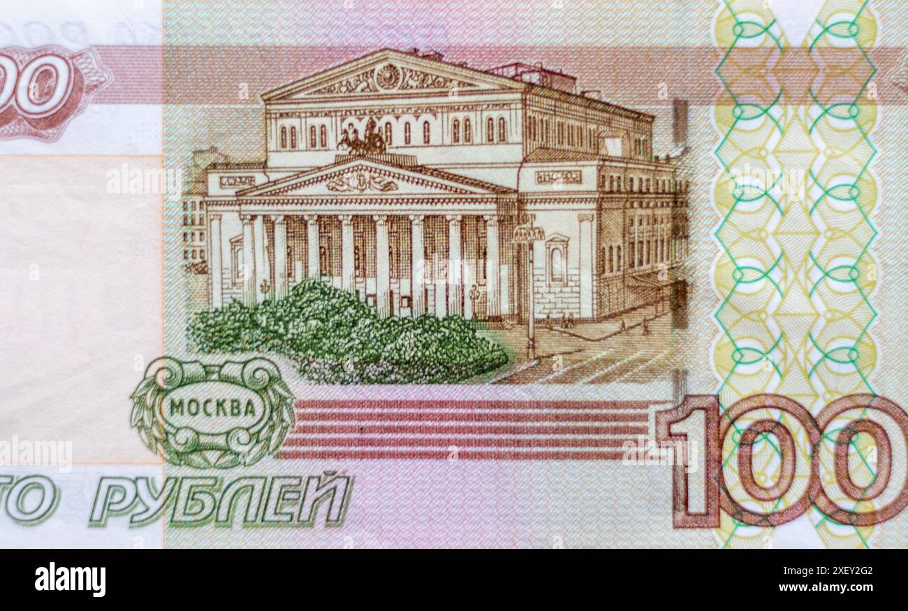 Close up shot of the Russian ruble note Stock Photo - Alamy