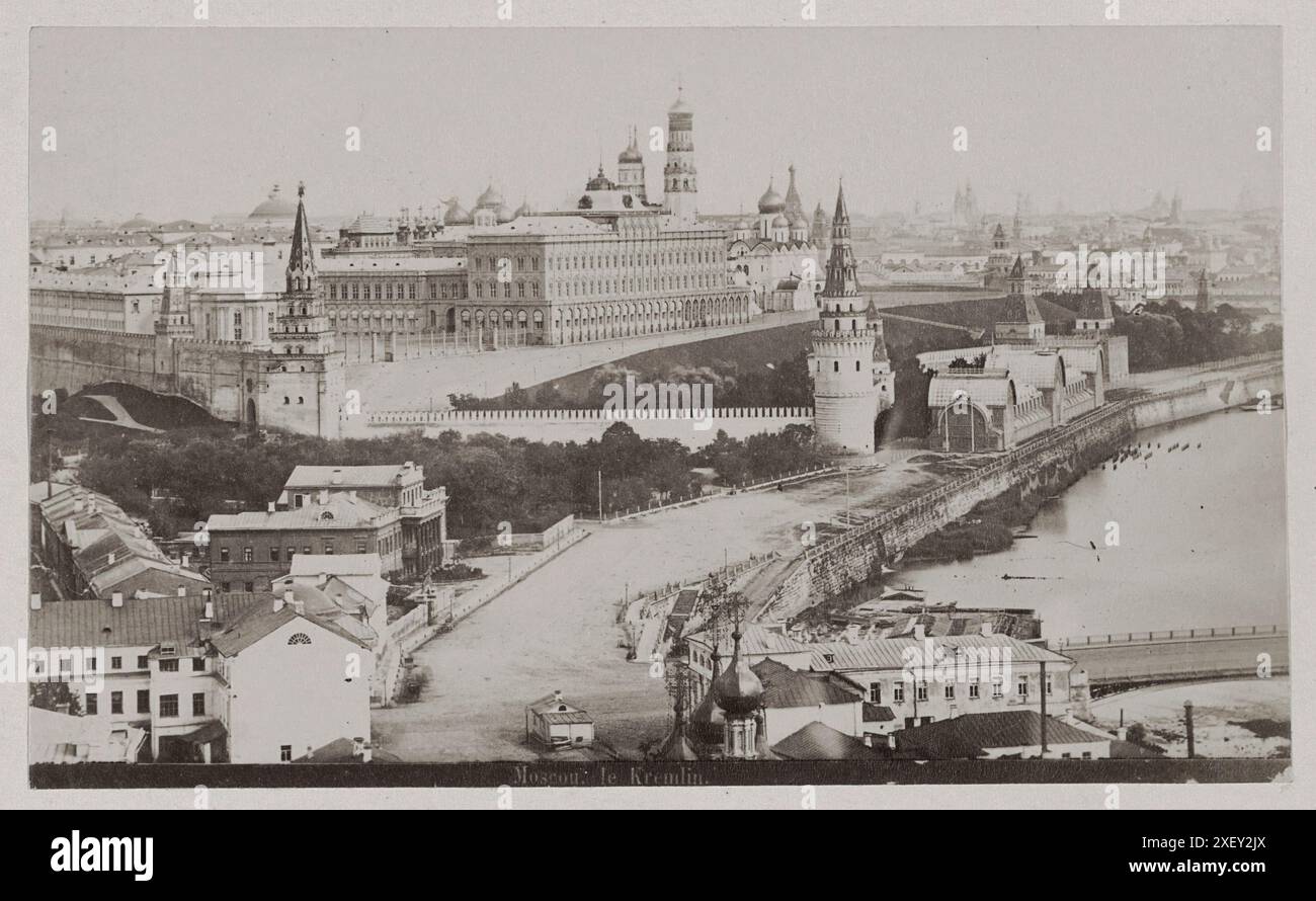 Vintage photo of Moscow Kremlin. Borovitskaya Tower (left ...