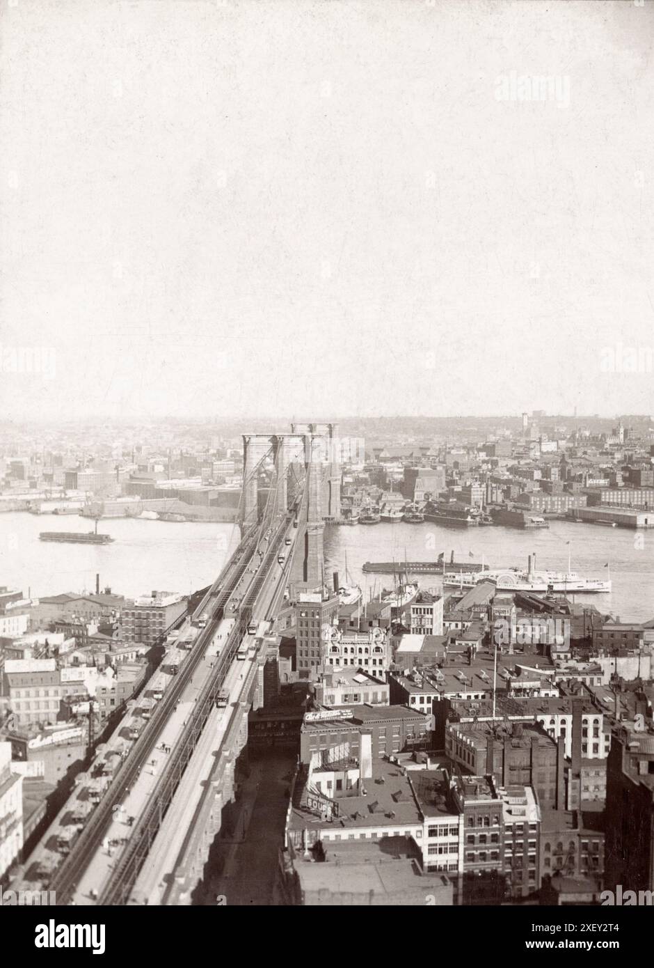 Vintage scenery of New Yourk and vicinity. The bridge, from the Tower ...