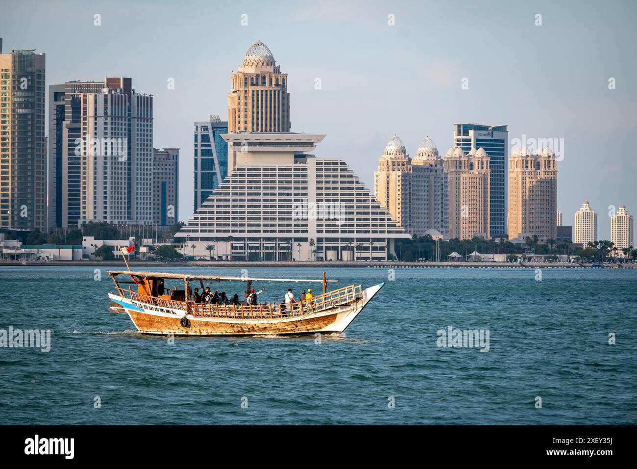 Doha skyline dhow boat hi-res stock photography and images - Alamy
