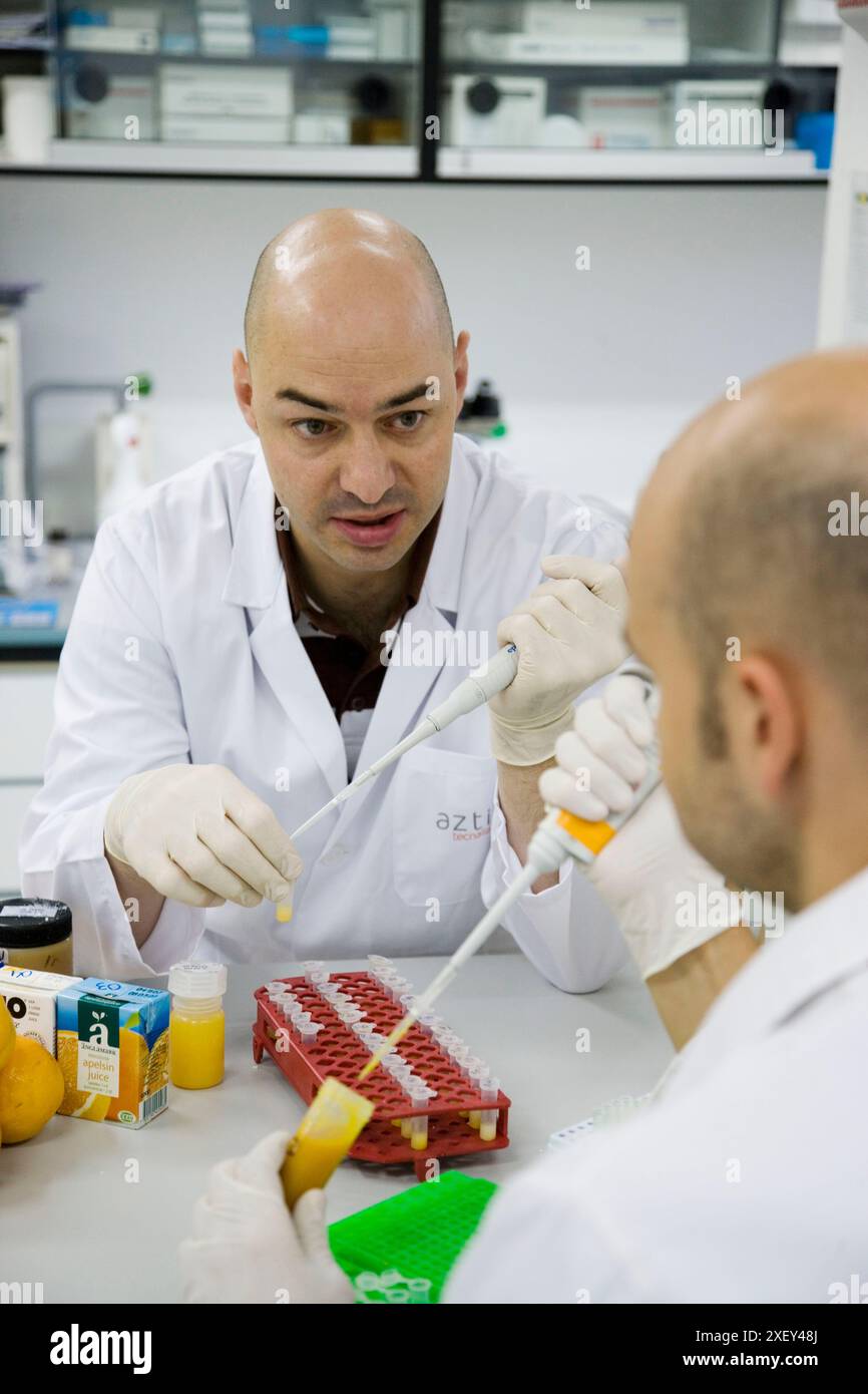 Molecular Biology Laboratory. Preparing samples to detect the addition ...