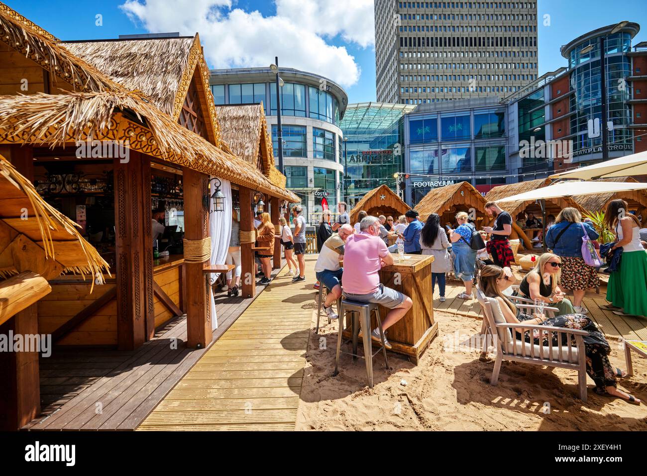 Pop up beach in Exchange Square Manchester city centre Stock Photo - Alamy
