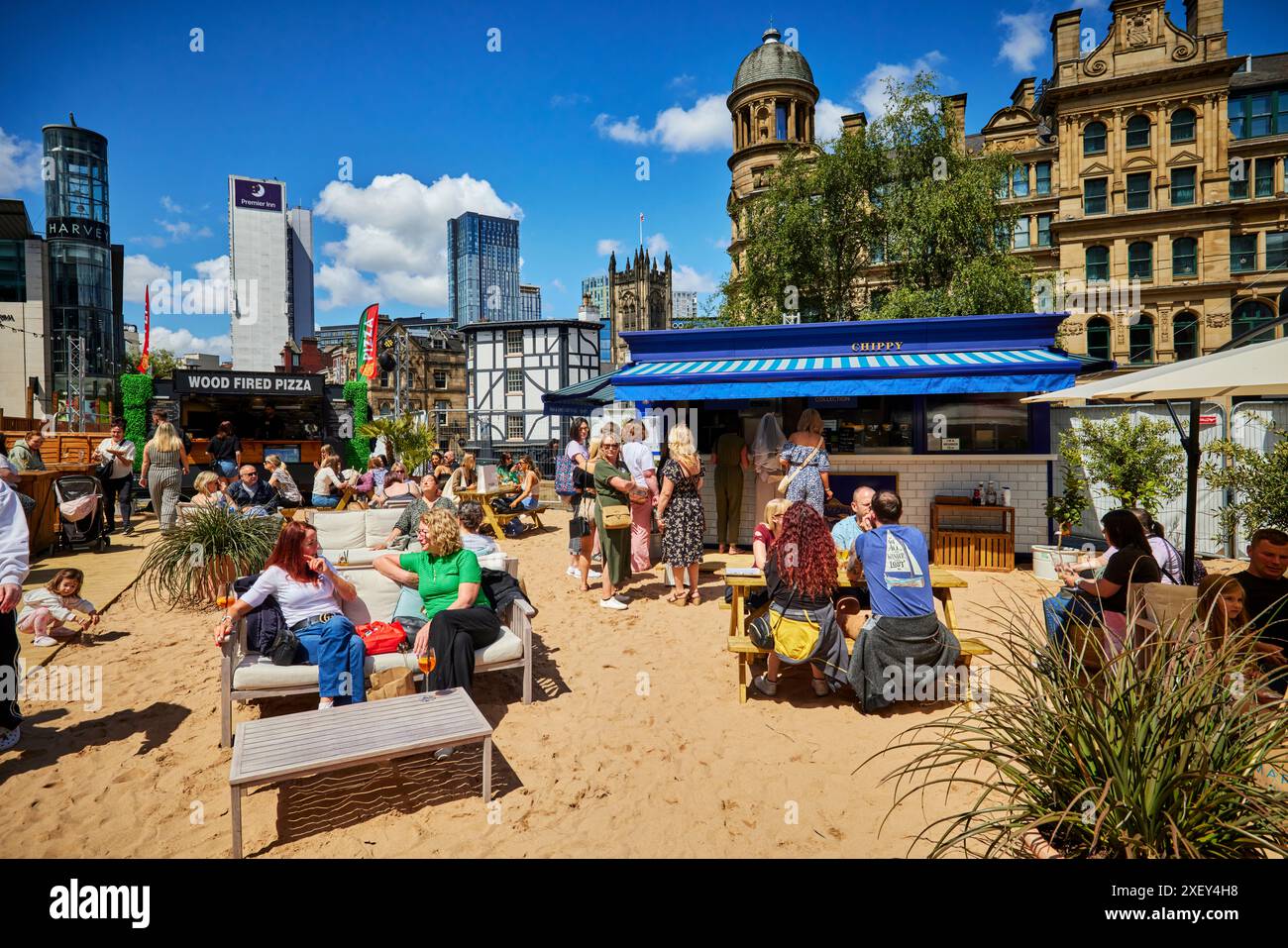 Pop up beach in Exchange Square Manchester city centre Stock Photo - Alamy