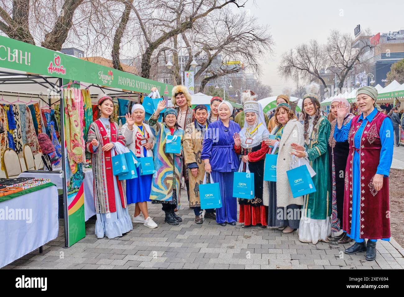 Almaty, Kazakhstan - March 20, 2024: Group of asian womens and mens in ...