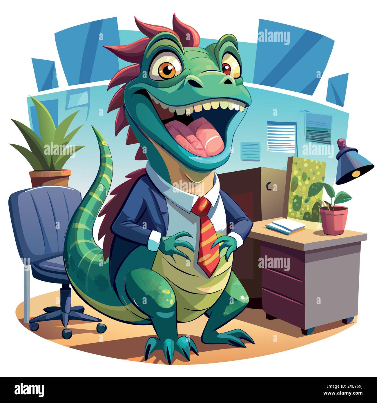 Draco Volans Lizard nervous laughs office vector. AI generated image ...