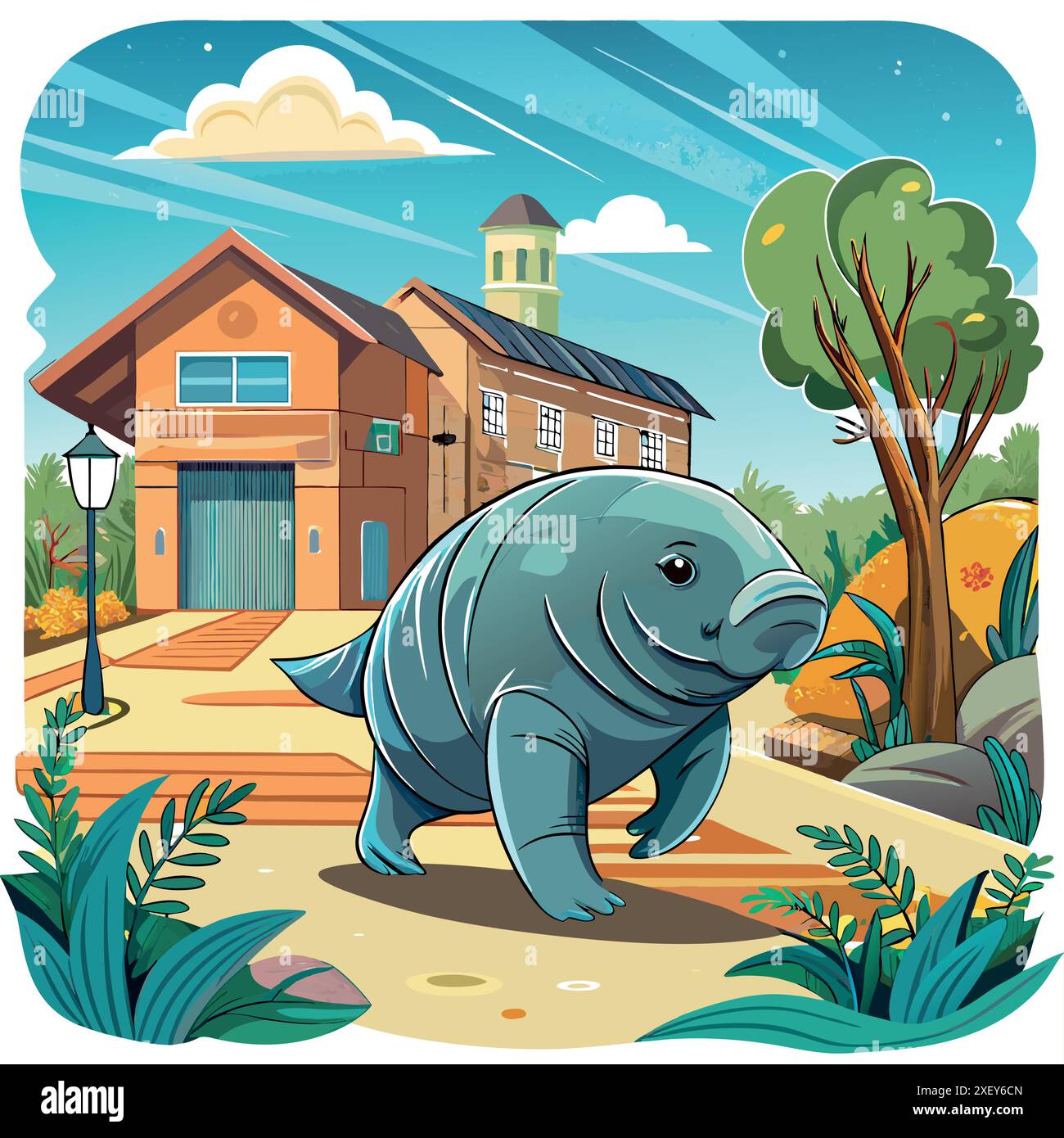 Dugong seal fish hopeless walks school vector. AI generated image ...