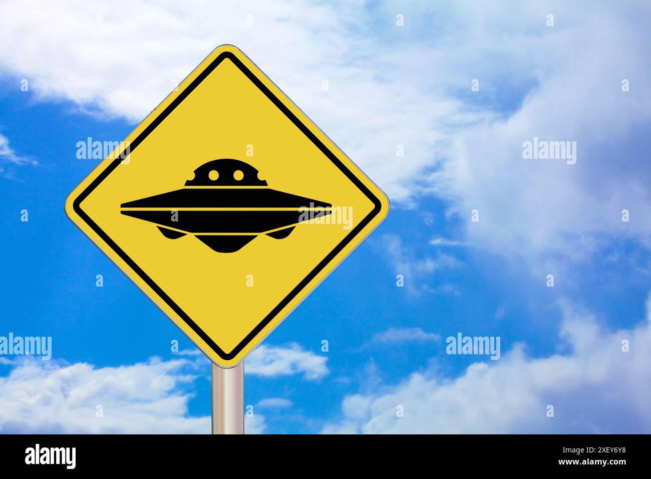 Diamond-shaped warning sign with yellow background and black border ...