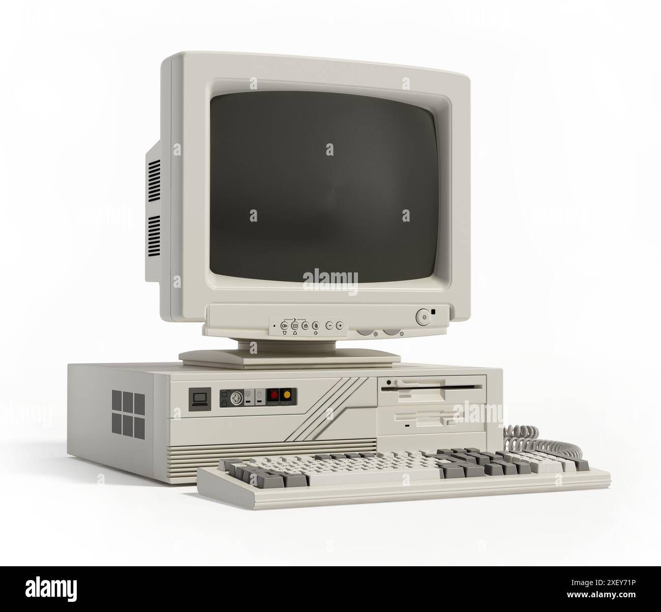 Vintage desktop PC isolated on white background. 3D illustration Stock ...