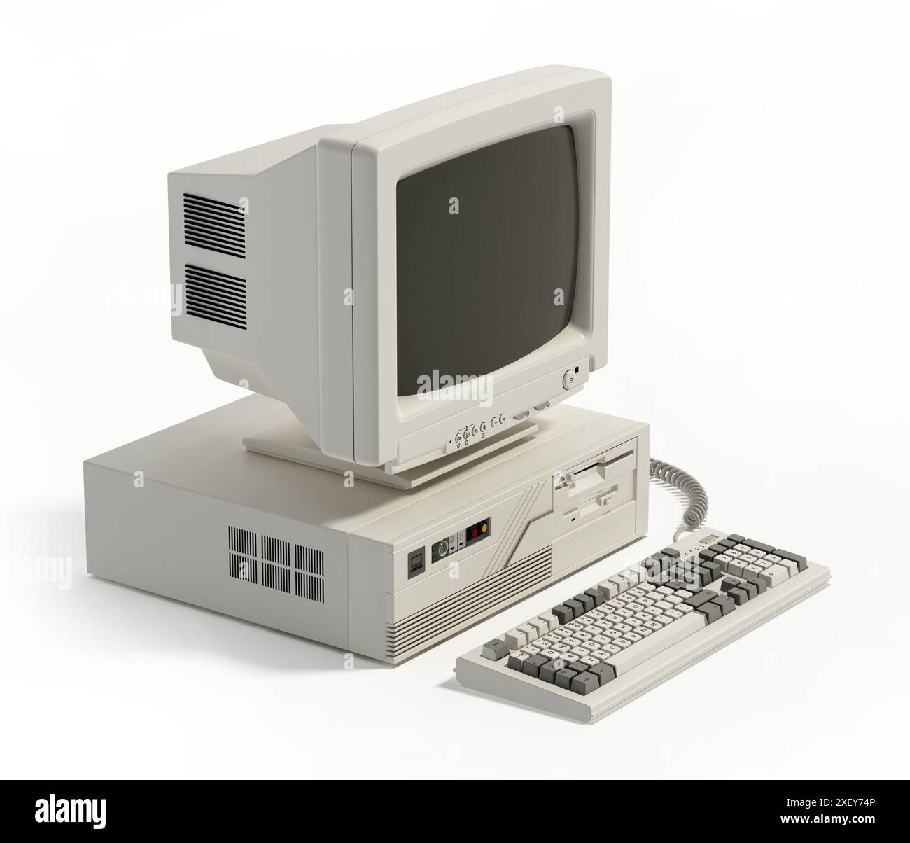 Vintage desktop PC isolated on white background. 3D illustration Stock ...