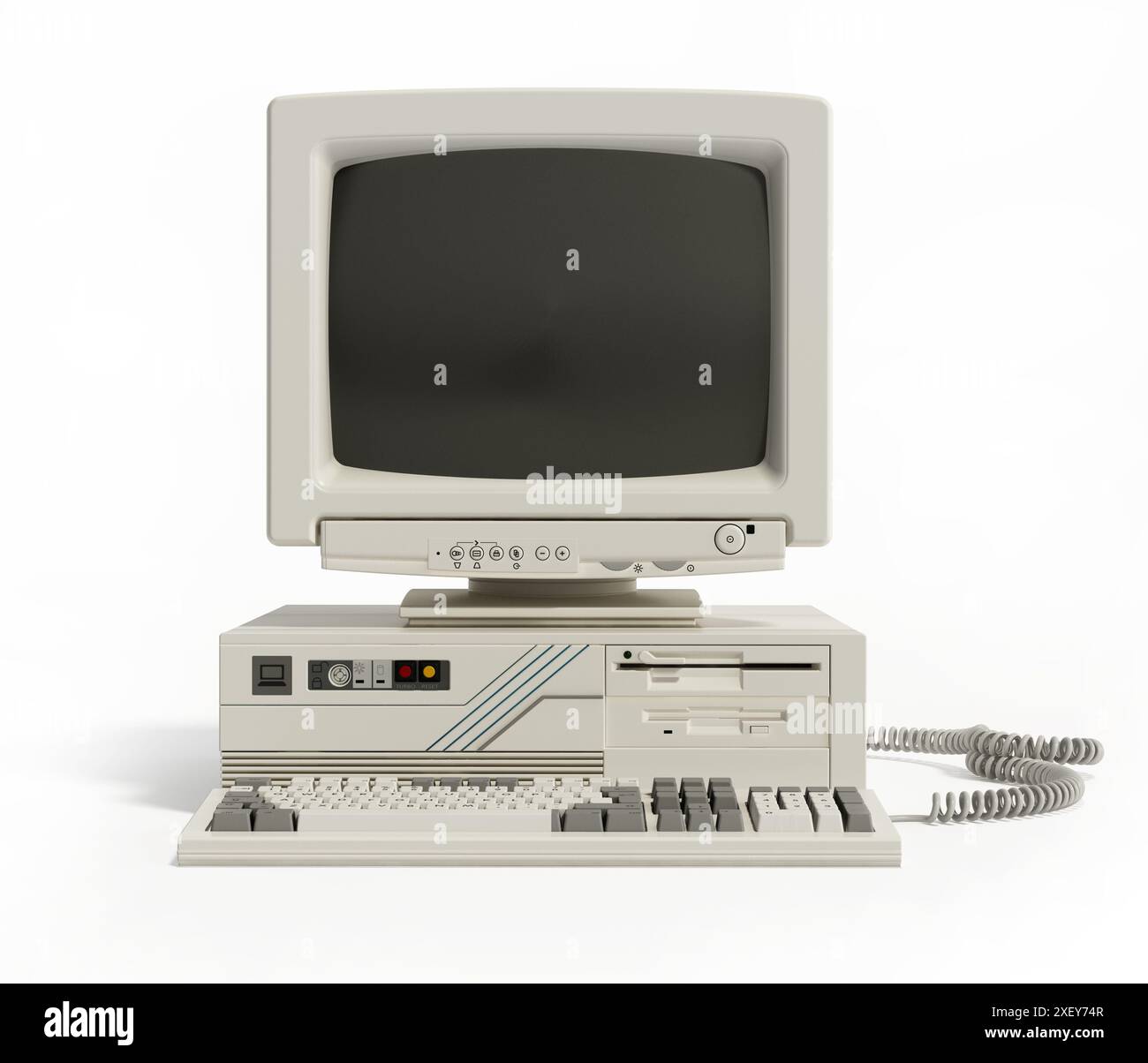 Vintage desktop PC isolated on white background. 3D illustration Stock ...