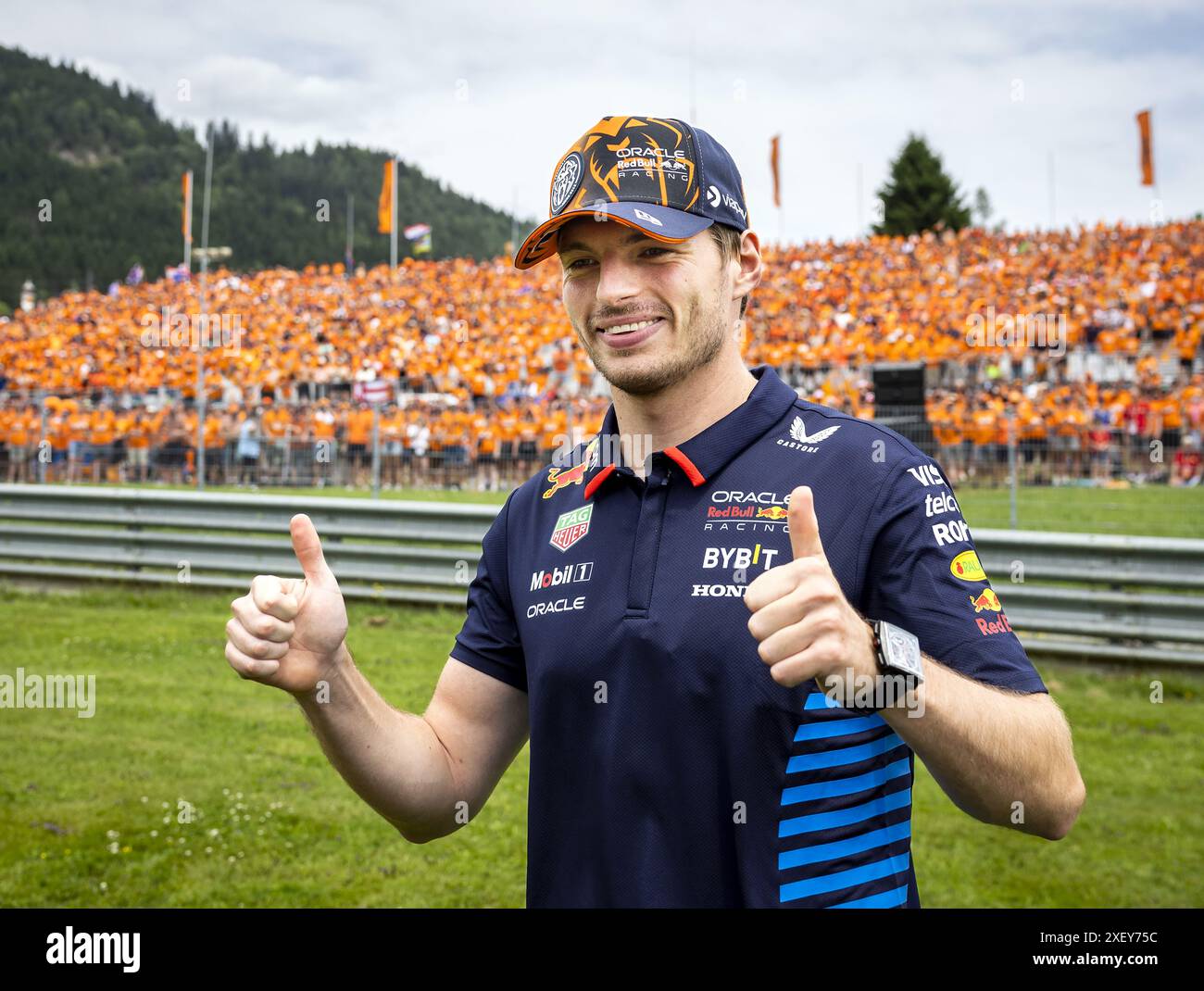 SPIELBERG - Max Verstappen (Red Bull Racing) with the Orange fans prior ...