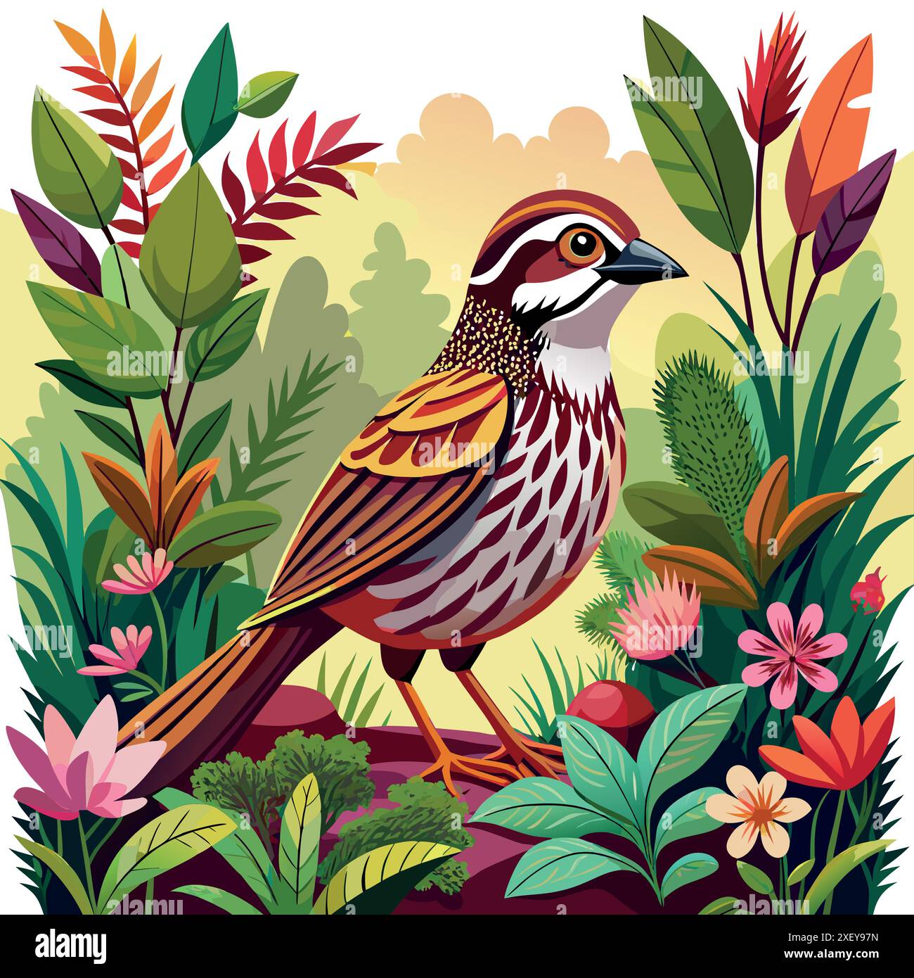 Dusky Seaside Sparrow bird charming stay jungle vector. AI generated ...