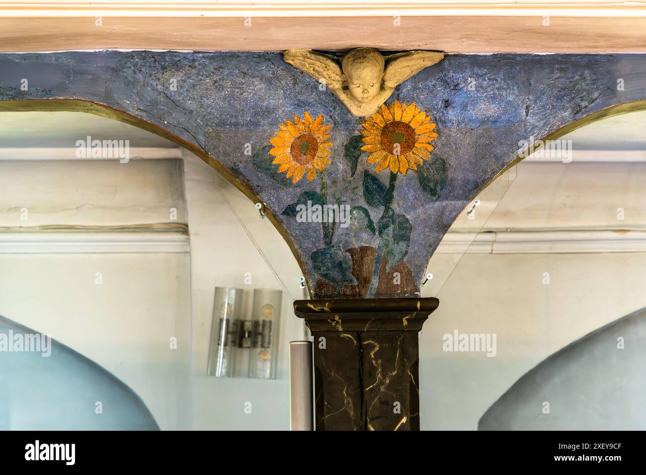 Decorations with angels' heads and flowers in the Zions Church in ...