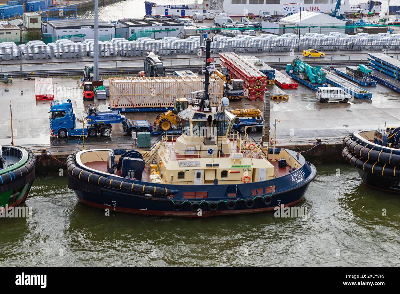 Southampton, Great Britain-April 4, 2024: Close-up of tugboat ...