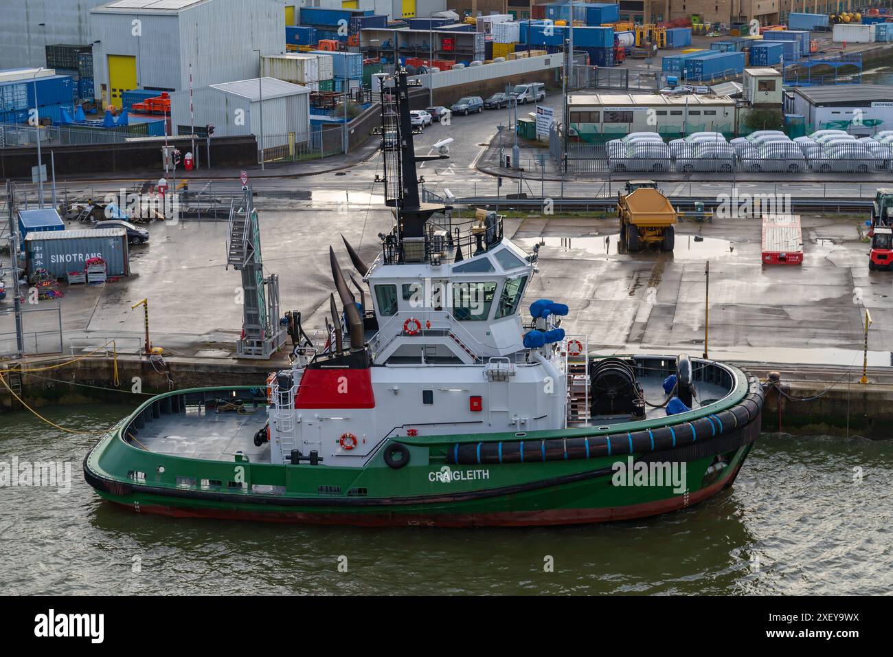Southampton, Great Britain-April 4, 2024: Tugboat docked at a busy ...