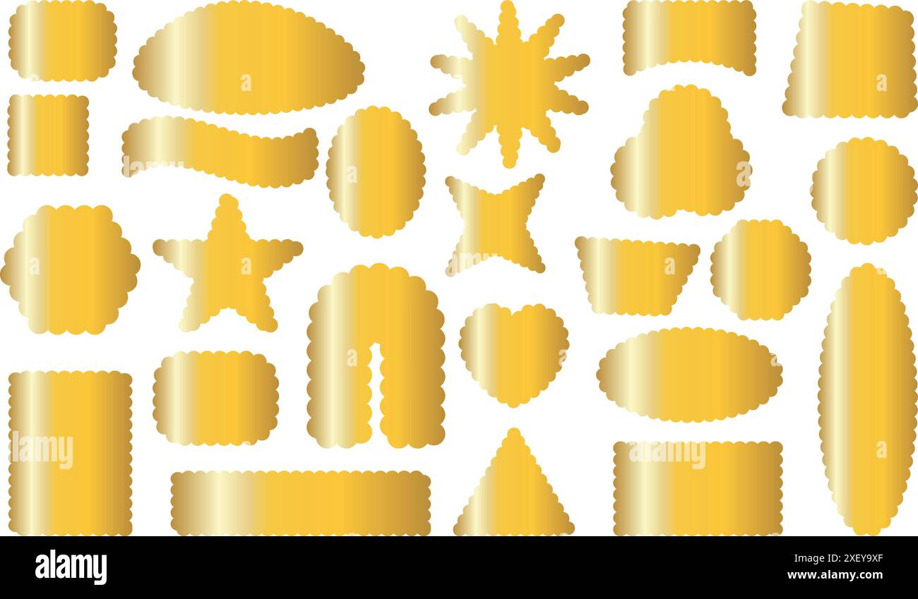 Retro design elements scalloped frames. Scalloped edge rectangle, star ...