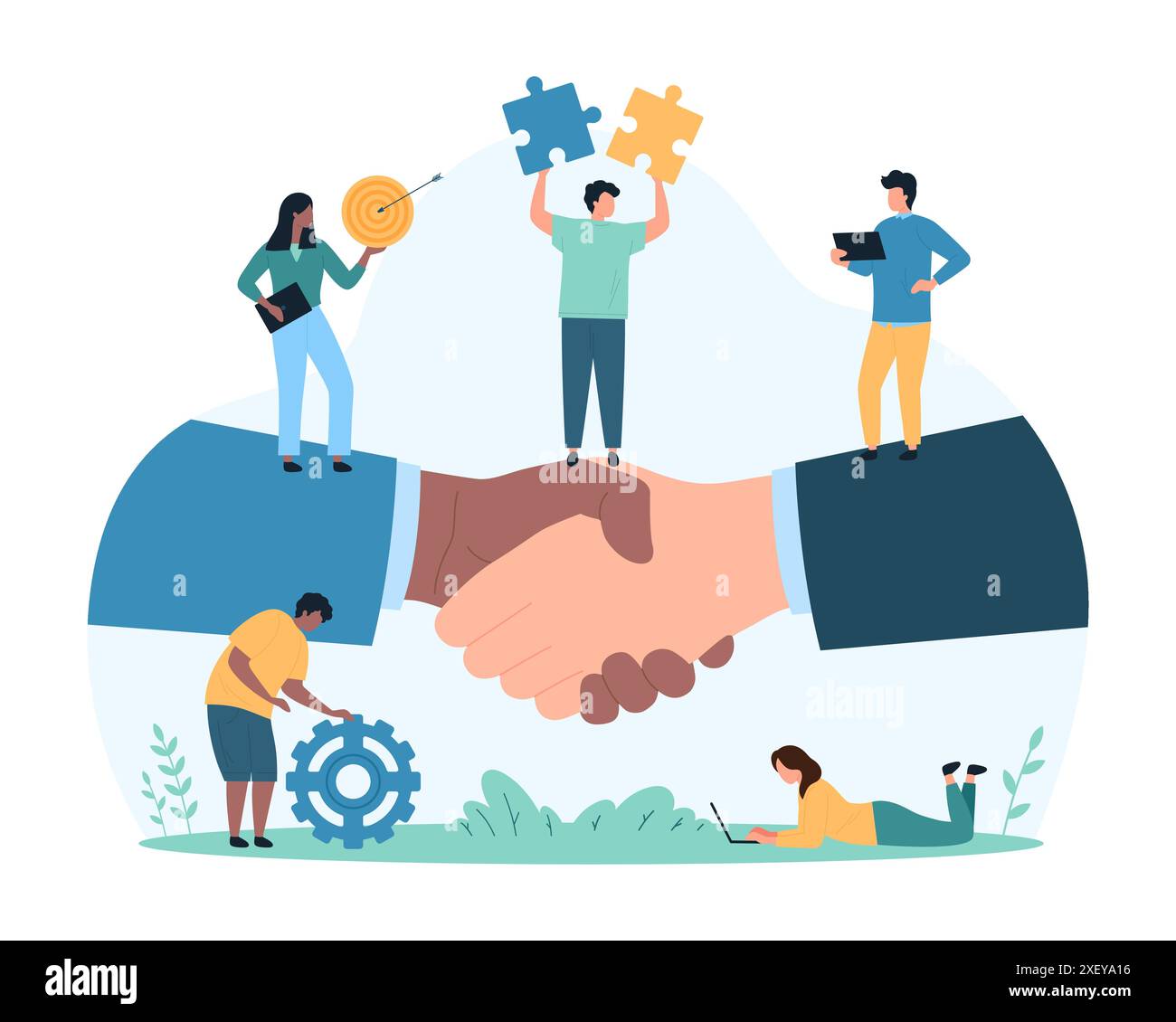 Corporate deal and success agreement, leadership. Partnership handshake ...