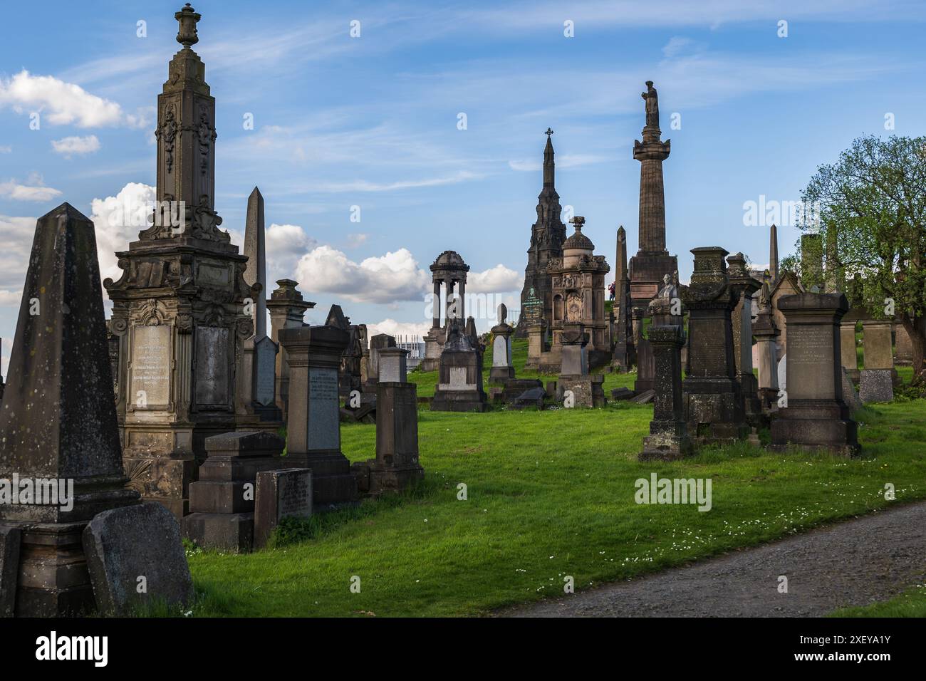 Glasgow, Scotland, UK - May 11, 2023 - The Glasgow Necropolis, historic ...