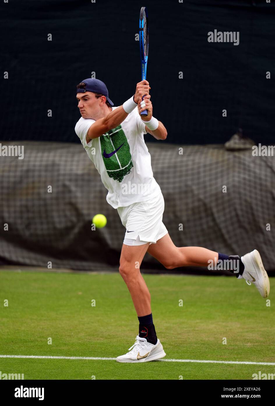 Jack Draper during a training session at the All England Lawn Tennis ...