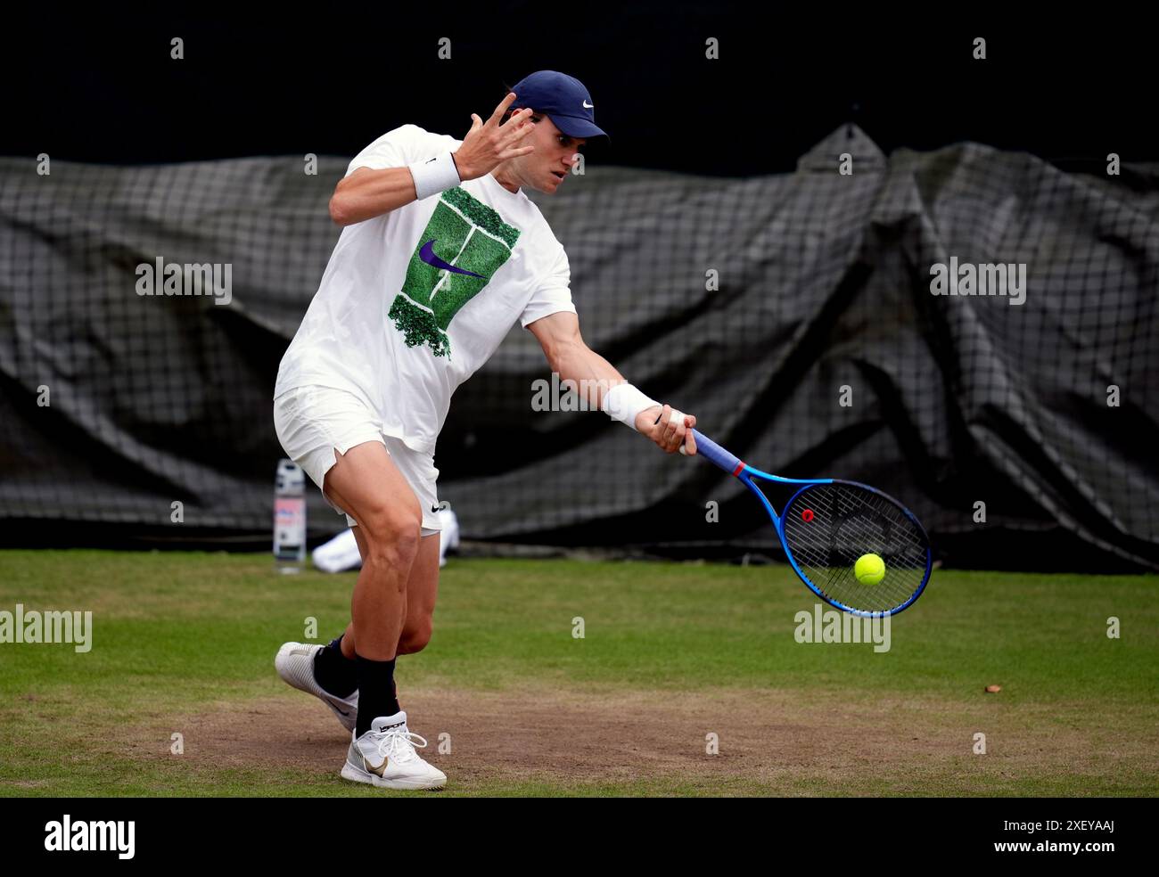 Jack Draper during a training session at the All England Lawn Tennis ...