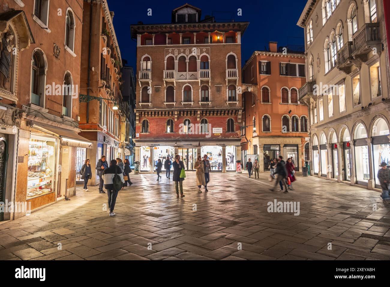 Venice, Italy - March 19, 2024 - People at Campo San Luca city square ...
