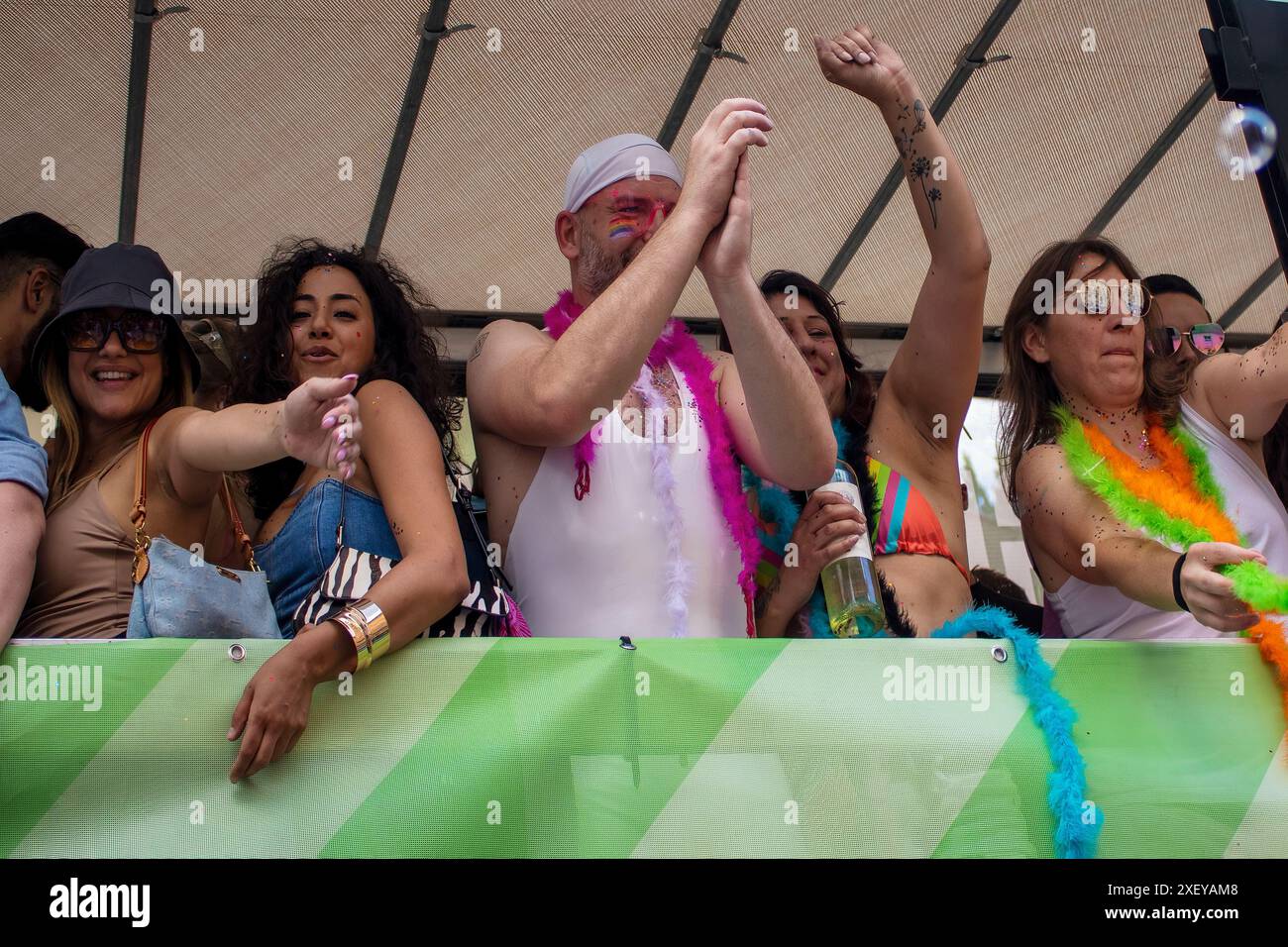 Munich, Germany, June 22, 2024: Pride Parade. Holi festival. Bright and ...