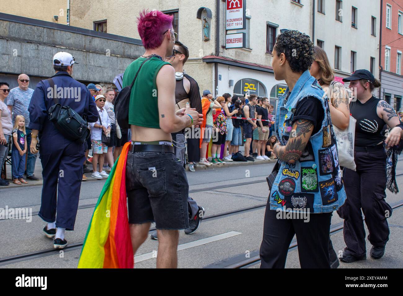 Munich, Germany, June 22, 2024: Pride Parade. Holi festival. Bright and ...