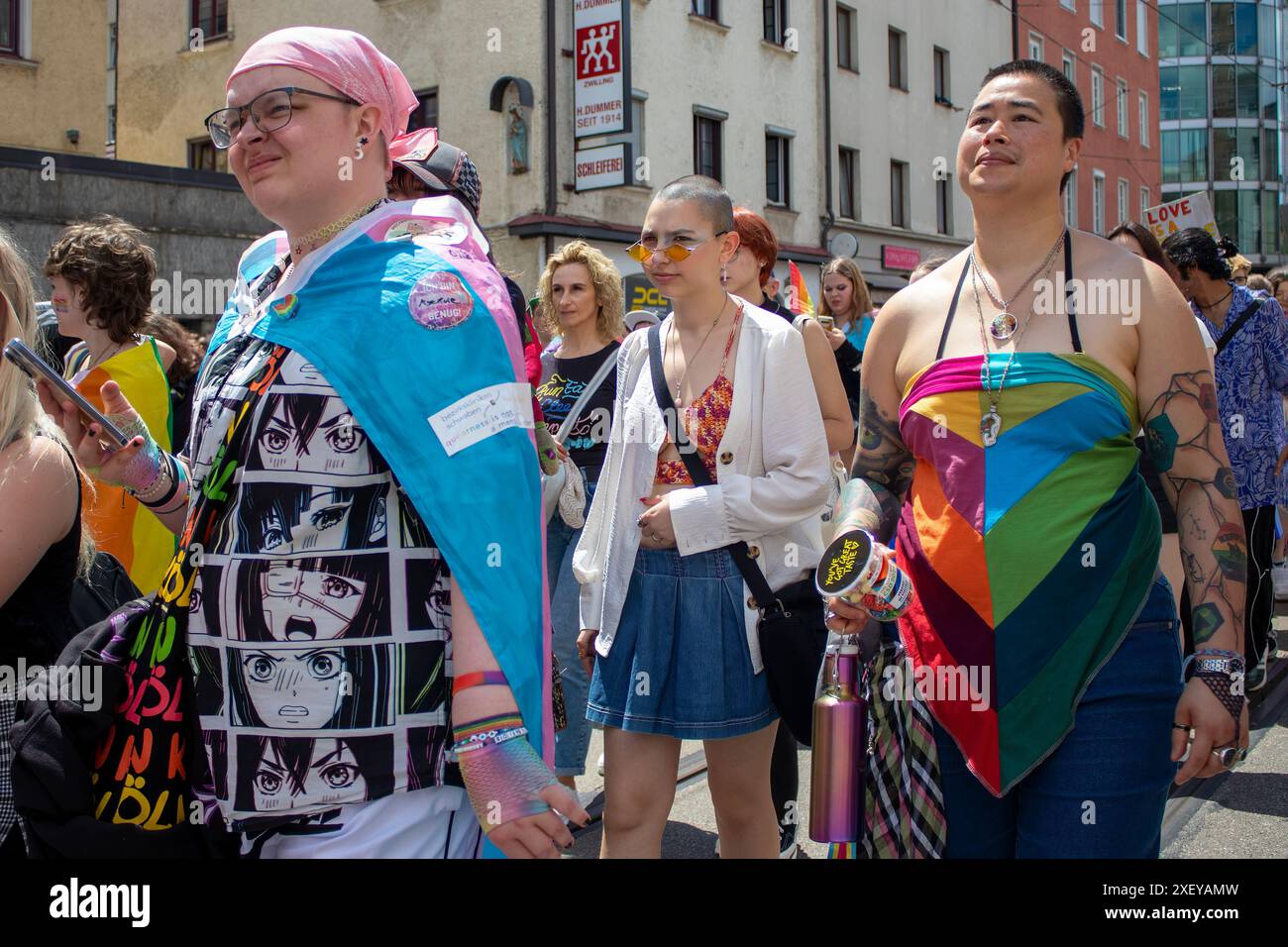 Munich, Germany, June 22, 2024: Pride Parade. Holi festival. Bright and ...