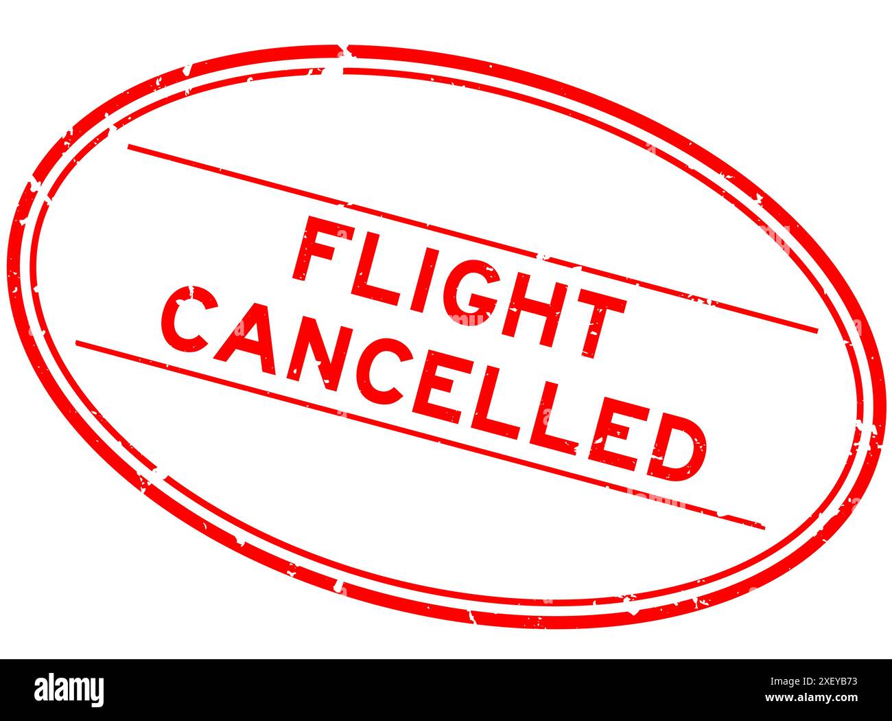 Grunge red flight cancelled word oval rubber seal stamp on white ...