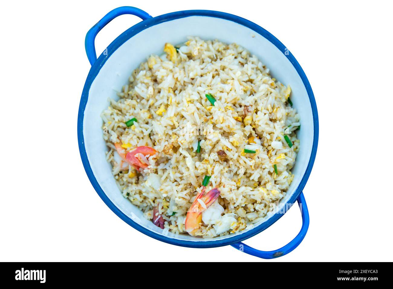 Die cut of Thai Fried rice with egg and shrimp on white isolated Stock ...