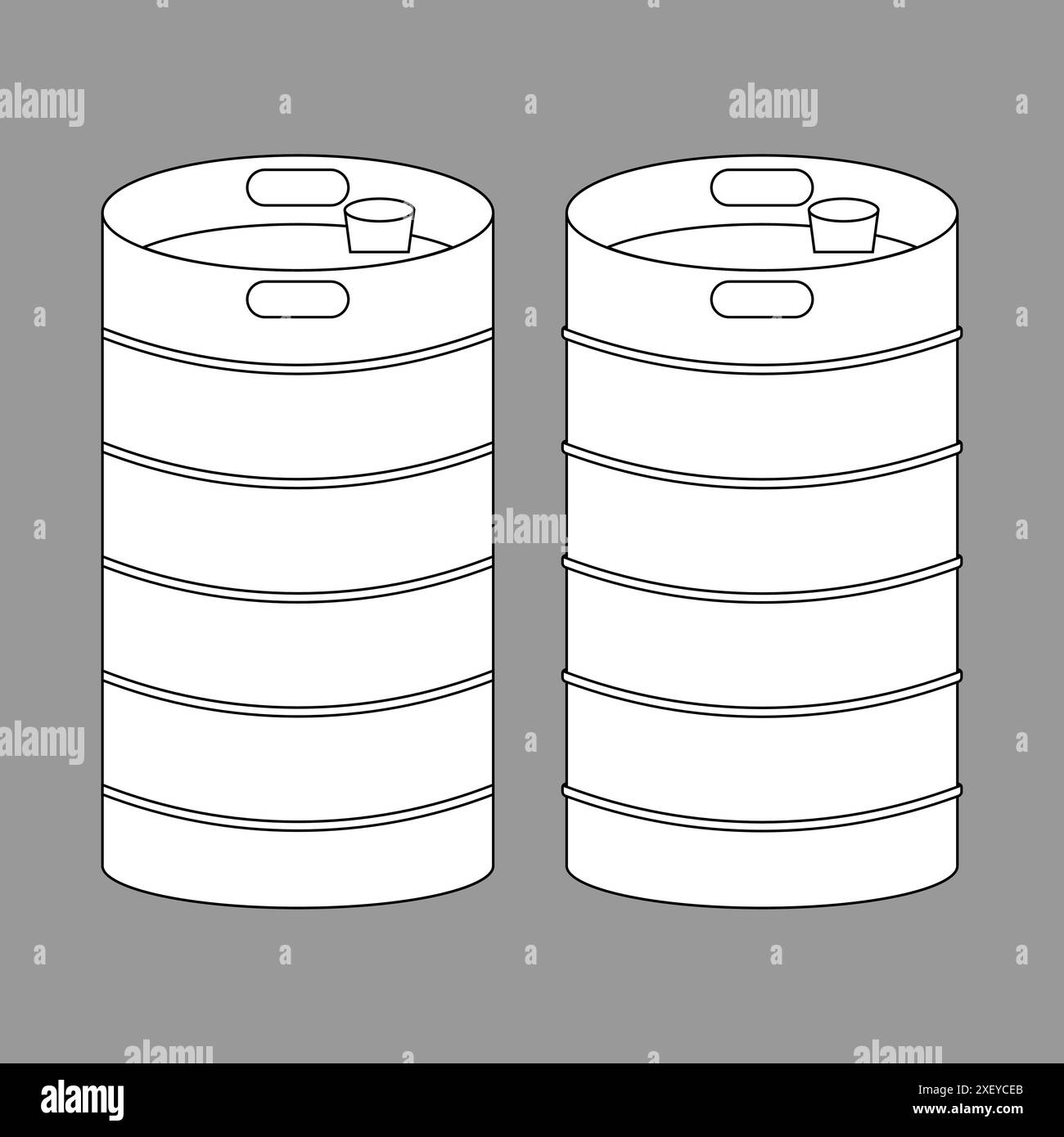 Metal beer keg vector clipart. Black and white outline illustration оn ... Metal beer keg vector clipart. Black and white outline illustration оn ...