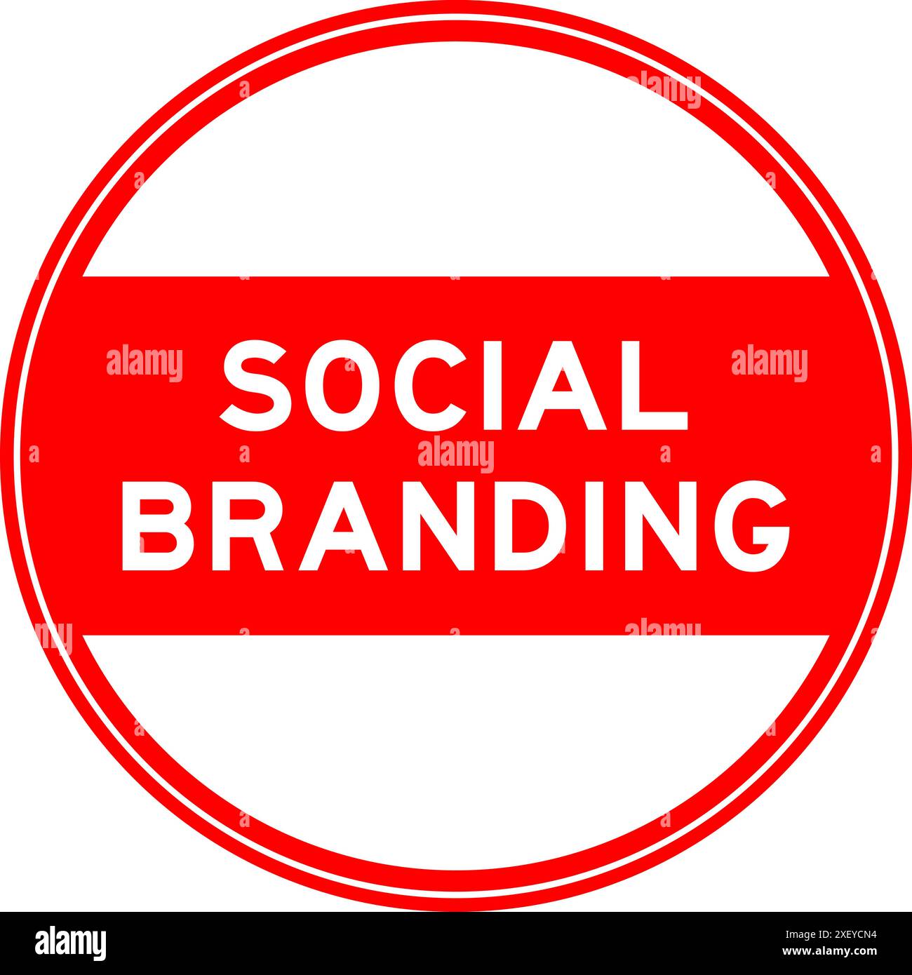 Red color round seal sticker in word scoail branding on white ...