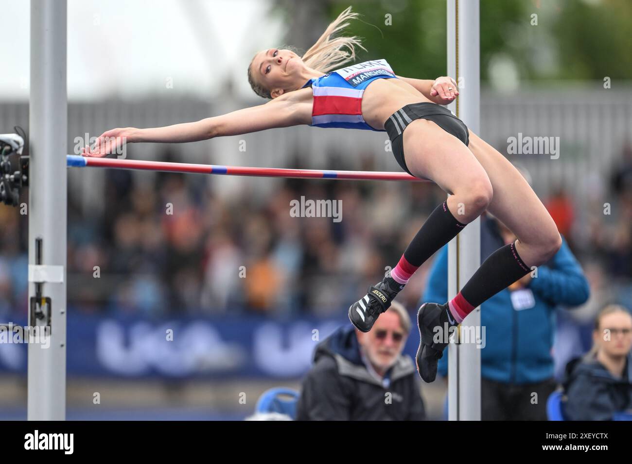 Hannah Lake in the high jump during the Microplus UK Athletics ...