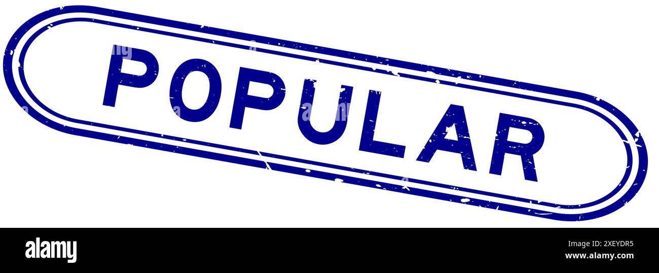 Grunge blue popular word rubber seal stamp on white background Stock ...