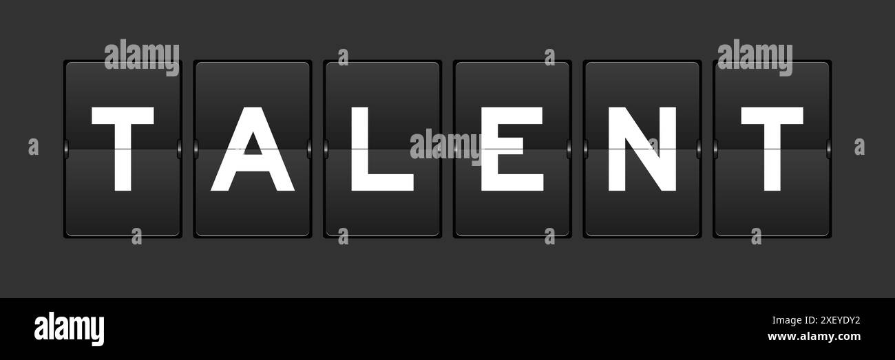 Black color analog flip board with word talent on gray background Stock ...