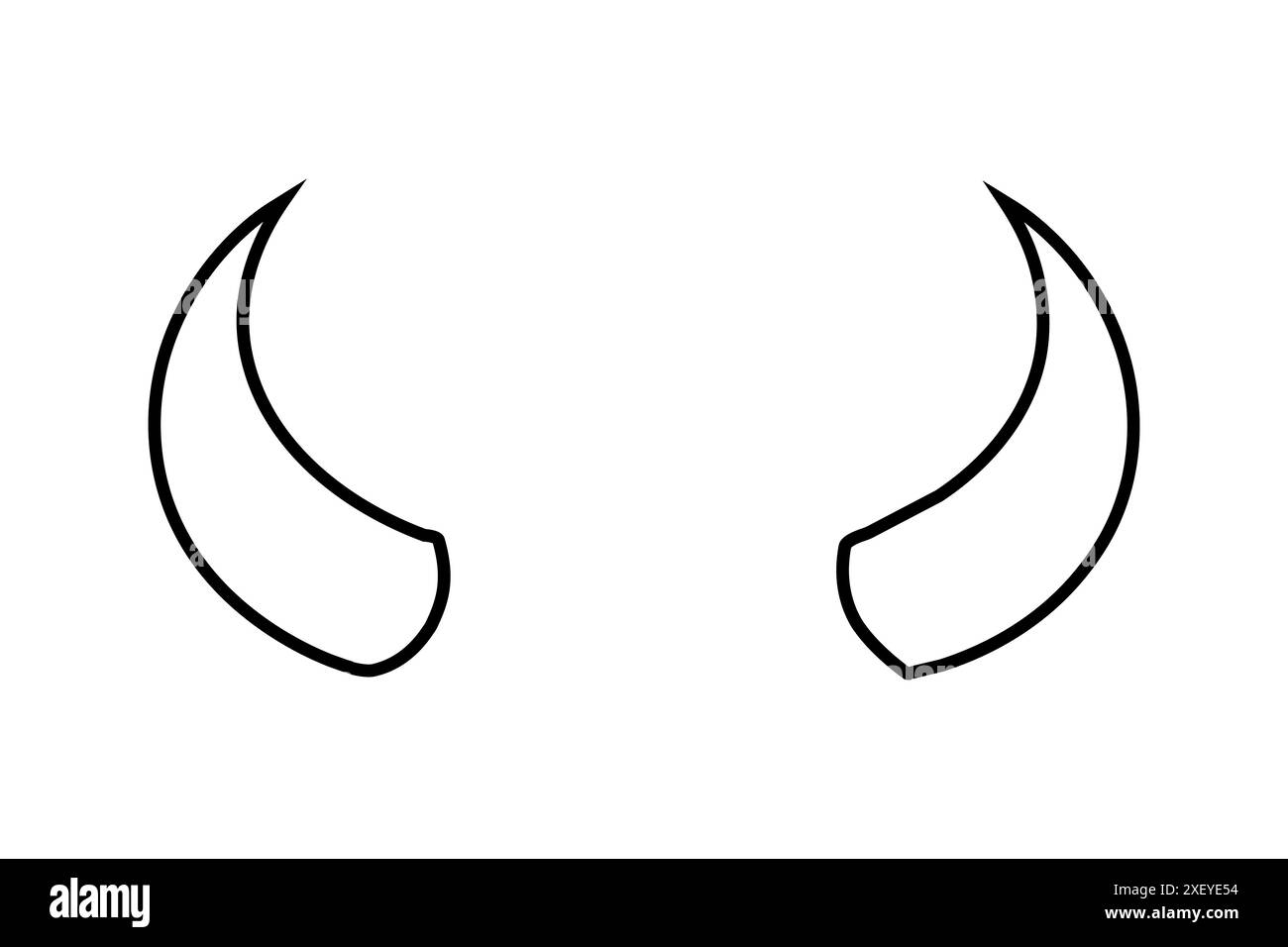Black outline of devil horns with a curved shape design. Demon Horns ...