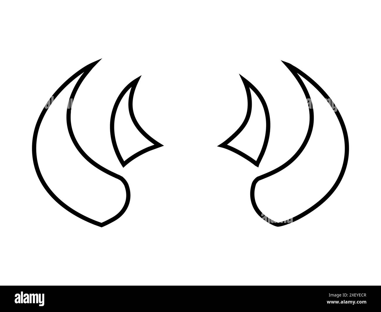 Black outline of devil horns with a curved shape design. Demon Horns ...