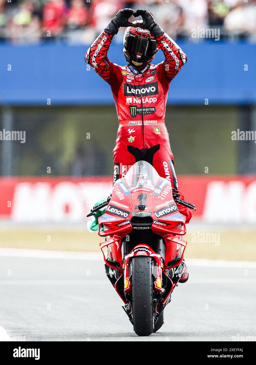 ASSEN - Francesco Bagnaia (ITA) wins the MotoGP race at the 2024 Assen TT. ANP VINCENT JANNINK ...