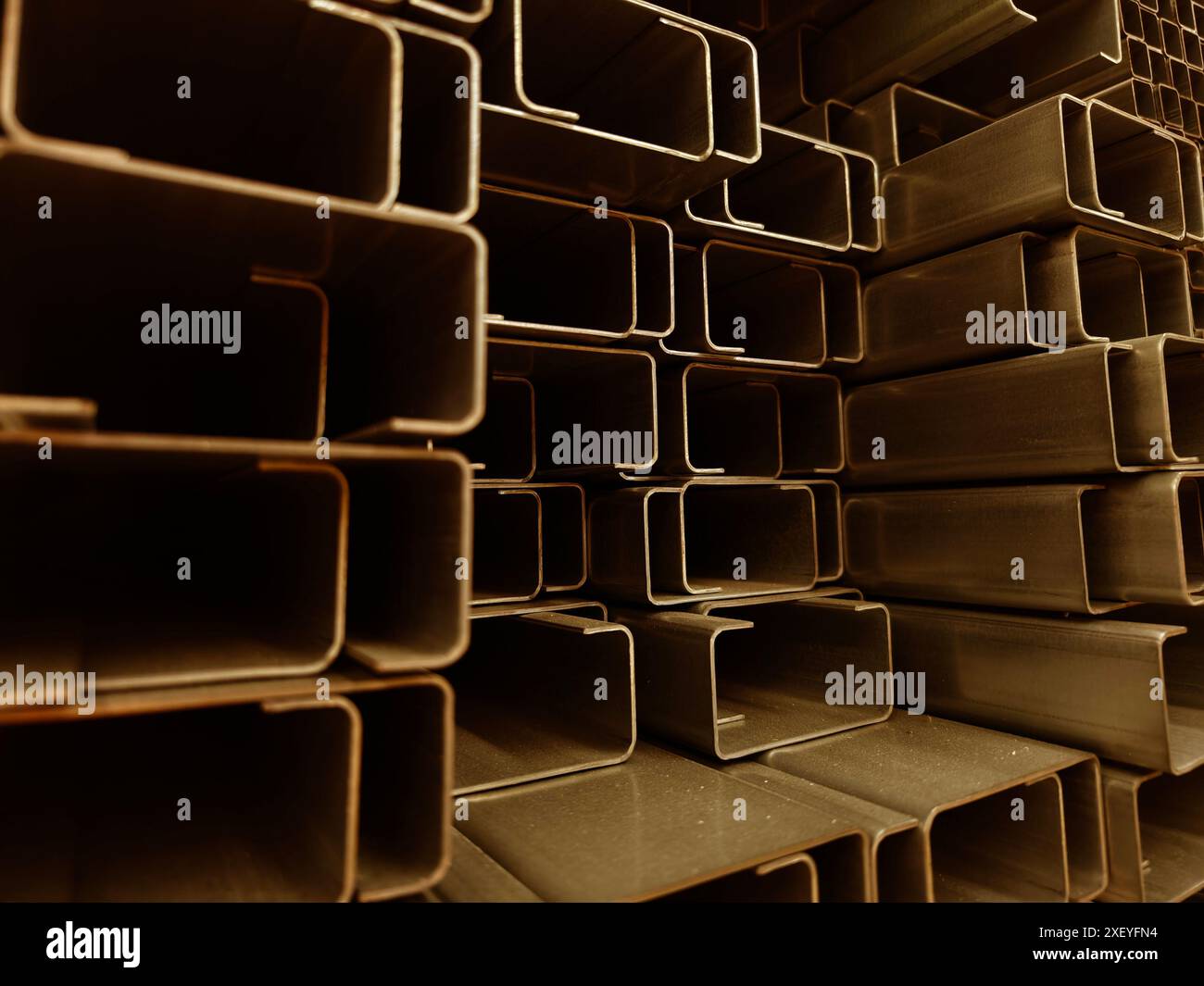 Abstract background with stack numerous metallic profile Stock Photo ...